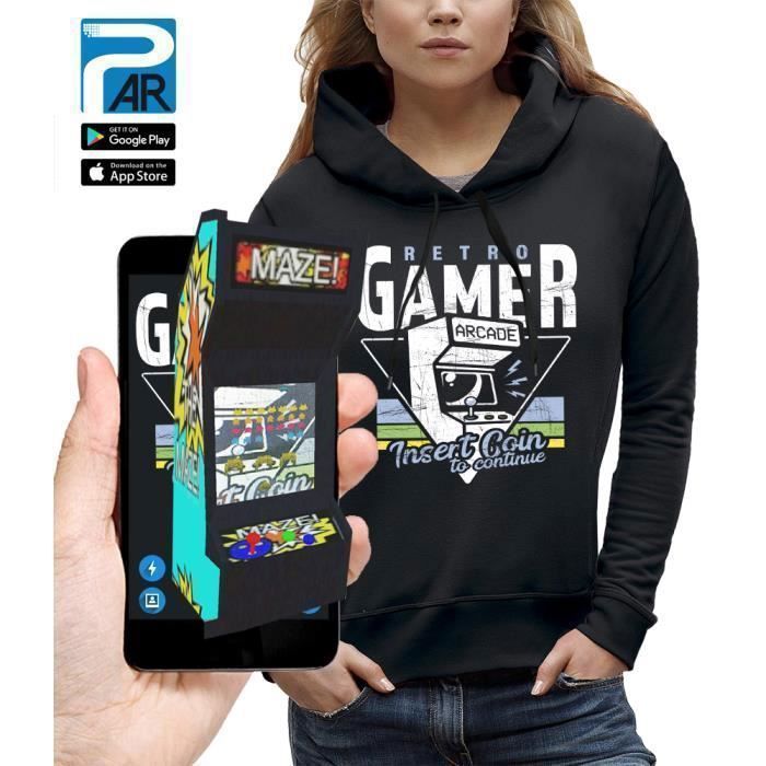 Sweat à capuche 3D animé RETRO GAMER - Borne d'arcade - jeux vidéo ...