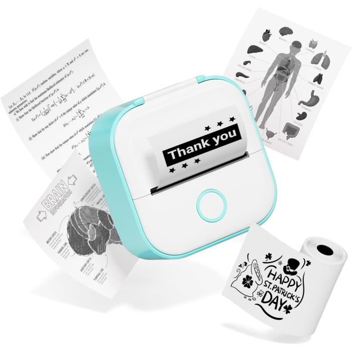 T02 Mini Imprimante, Imprimante Thermique Sans Encre, Imprimante Portable Pour Étudiants ...