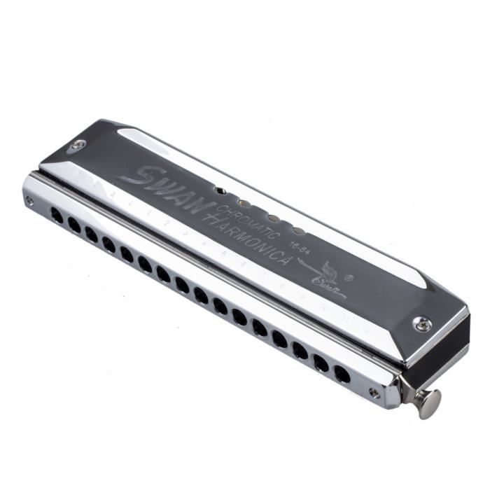 Harmonica Chromatique Argent 16 trou 64 ton Instrument Musique a Bouche ...