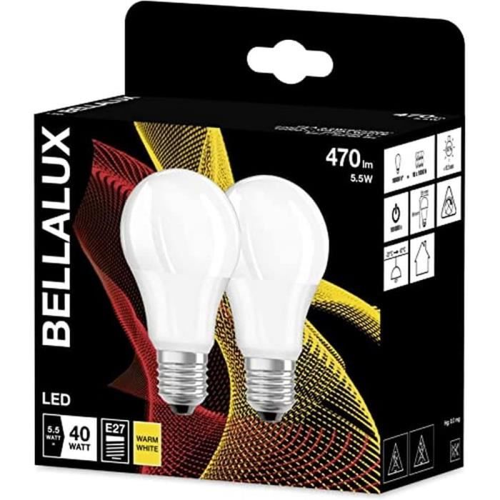 BELLALUX Lampe LED, Culot E27, Blanc chaud (2700K), Mat, Forme d ...