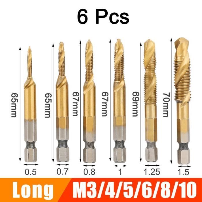 FILIERE - BUSE DE FILAGE - TARAUD,L.(M3 4 5 6 8 10)--Foret à vis HSS à tige hexagonale plaquée ...