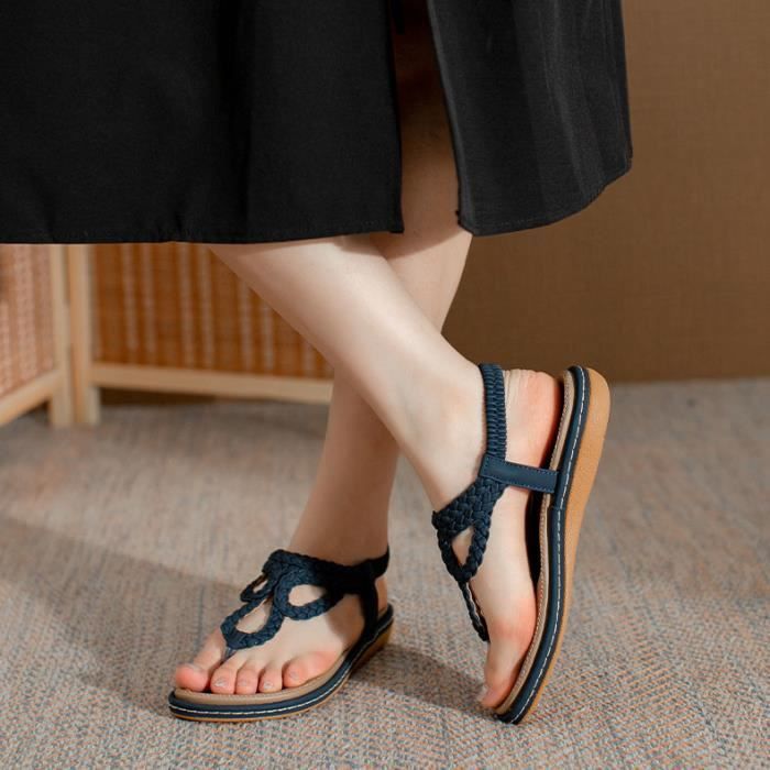 Sandales Femme AIEVIS - Tressage Simili cuir - Plage Été - Fermeture ...