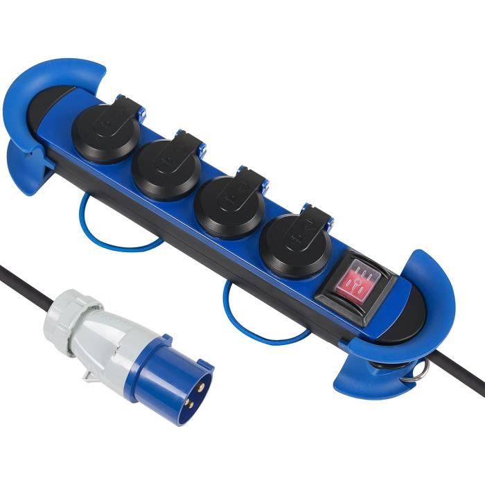 62576 Bloc Multiprise Outdoor Avec Fiche Cee,4 Prises Schuko Ip44 ...