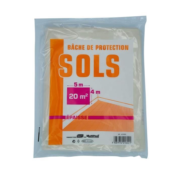 Bâche de protection épaisse - SAVY - 4mX5m - Résistante - Polyéthylène - Cdiscount Bricolage