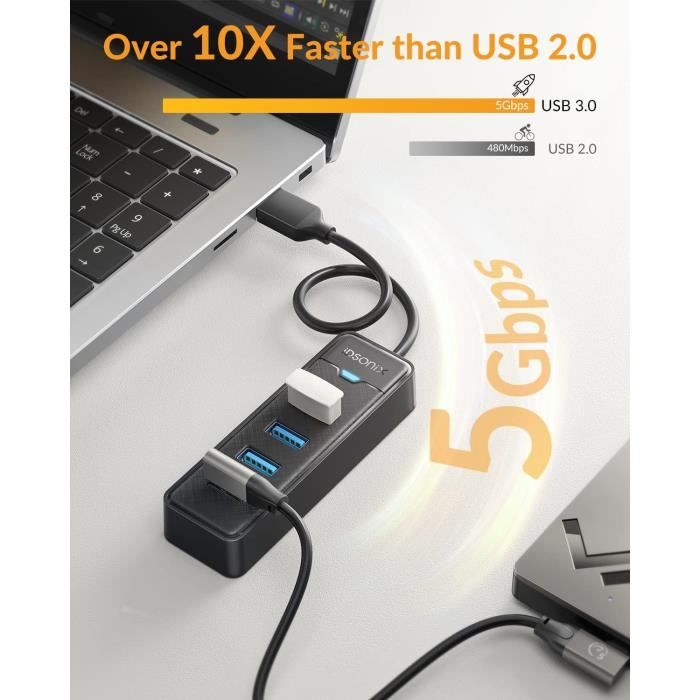 Hub Usb C Vers 4 Ports Usb 3.0 [5Gbps], Idsonix Adaptateur 4-En-1 Usb C ...
