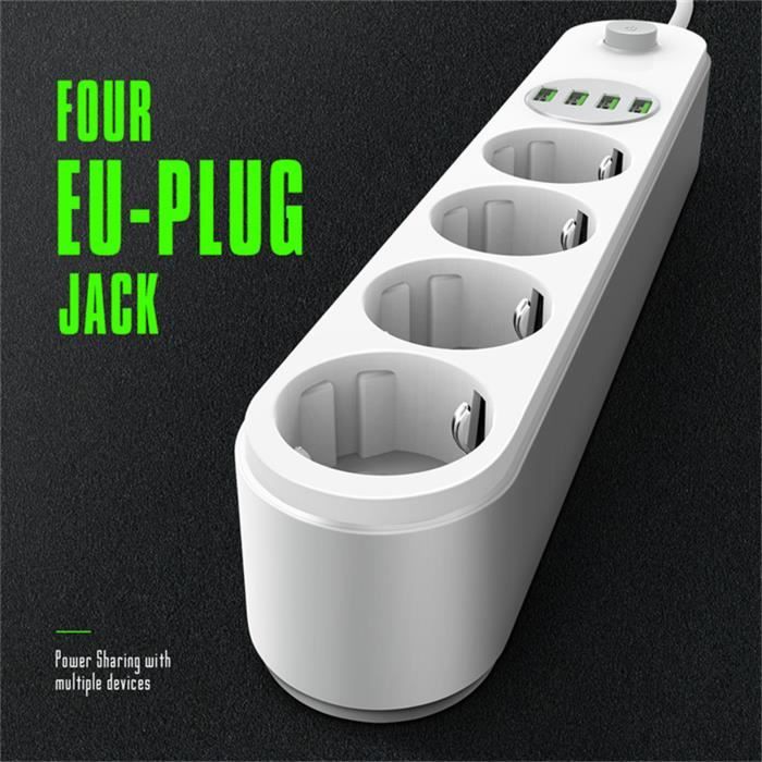 Prise de câblage 4USB multifonction, antidérapant, Standard européen, 2 ...