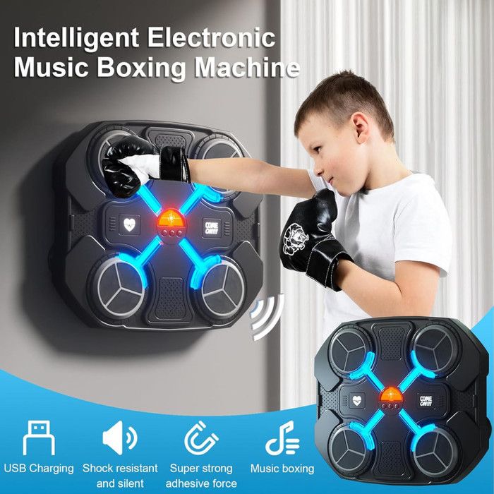 Machine De Boxe Musicale Enfant Bluetooth Noire Avec Lumières LED ...