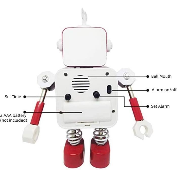 Réveil Robot, Réveil Silencieux En Métal Inoxydable Avec Yeux Lumineux ...