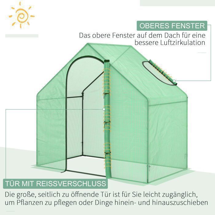 Serre pour tomates 180x100x168 cm avec portes et fenêtres en PVC ...