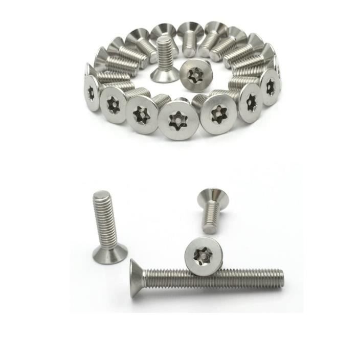 Vis Inox M4 Vis À Tête Plate Torx Boulon Vis À Tête Fraisée, M4×12Mm,20 ...