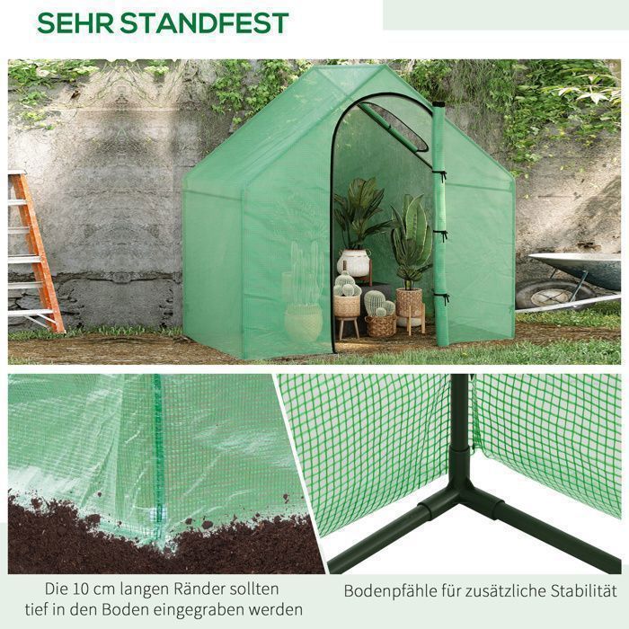 Serre pour tomates 180x100x168 cm avec portes et fenêtres en PVC ...