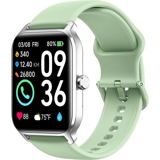 Montre Connectée (Émettre et Répondre Appels), 1,8" Smartwatch avec Alexa Intégré, Montre ...