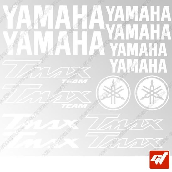 Stickers YAMAHA TMAX - BLANC - Planche de 14 Stickers , adhésifs ...