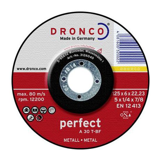 Disque à ébarber l'acier 125 x 6 x 22,23 mm - DRONCO - 3126040 - Cdiscount Bricolage