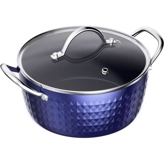 Faitout Induction Avec Couvercle, 24Cm-2,2 L Casserole Marmite À Antiadhésive En Aluminium Et ...