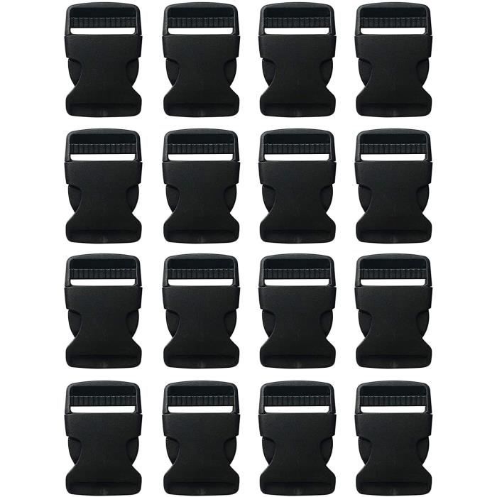 16 pièces Boucles en Plastiques pour Sangle 38 mmBoucle Plastique Noir ...