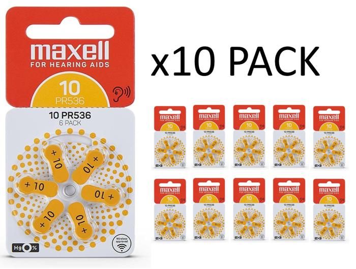 Piles auditives PR536 (10) Zinc-Air PACK 10 x 6 PCS - Cdiscount Bricolage