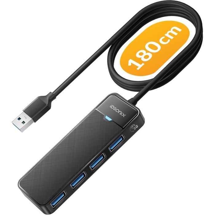 Hub Usb 3.0 Avec Câble Étendu De 180 Cm De Long,4 Ports Usb 3.0 Ultra ...