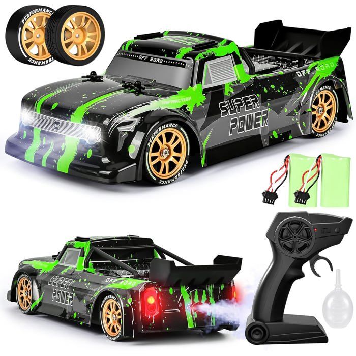 Voiture Télécommandée Drift 1:14 4Wd Rc,25Km/H Avec 2.4Ghz Radiocommandée,Lumière Led Et Spray ...