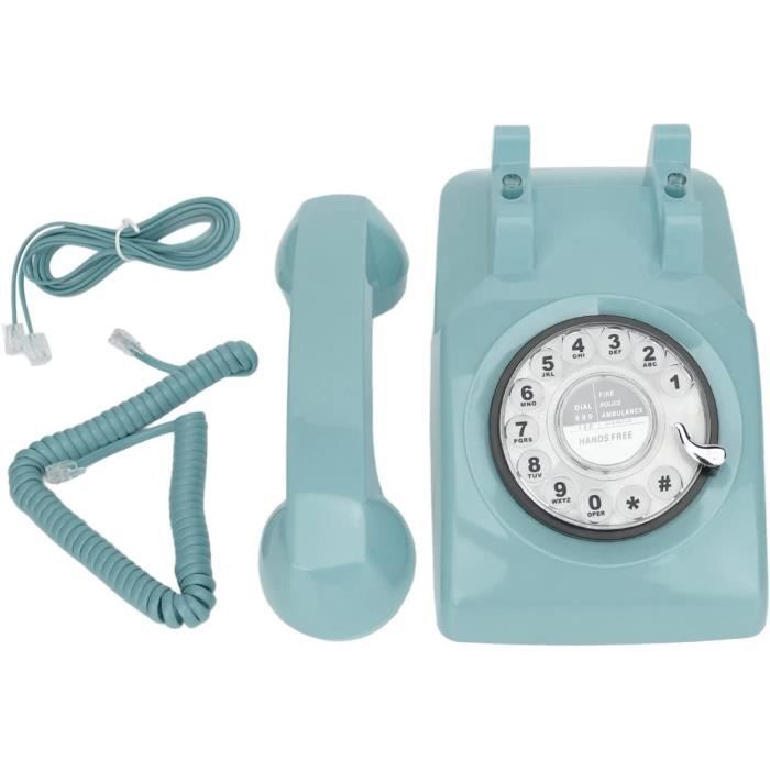 Téléphone Fixe Rotative - Rétro avec Sonnerie Mécanique et Mains Libres ...