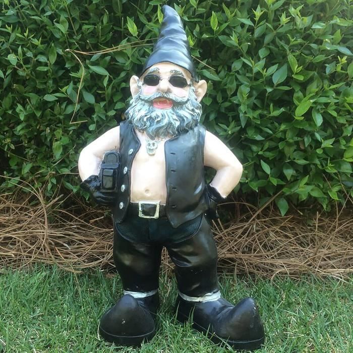 Motard Jardin Gnome Statue,Résine Moto Nain De Jardin Art Figurine ...