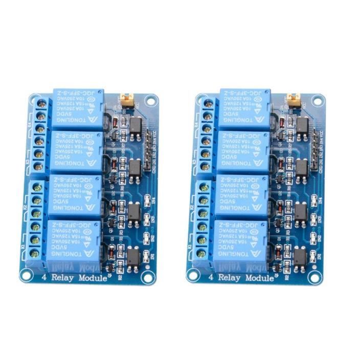 2Packs 4 Channel DC 5V Relay Module Carte D'extension pour Arduino Raspberry Pi DSP AVR PIC ARM ...