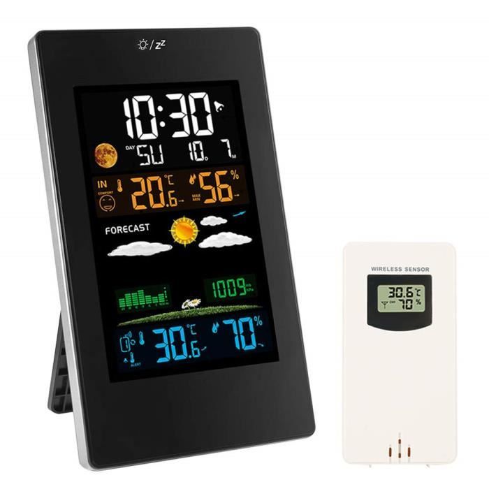 Station Météo sans Fil Thermomètre Hygromètre Baromètre Intérieure Extérieure Thermomètre ...