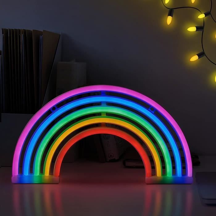 Arc En Ciel Neon Led Lampe Mural Deco, Suspendus Néon Led Rainbow Night ...