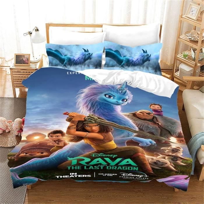 Disney Raya and The Last Dragon Parure de lit avec housse de couette et ...