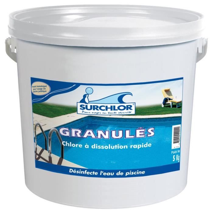 SURCHLOR Granulés de Chlore à dissolution rapide - 5 kg - Cdiscount Jardin