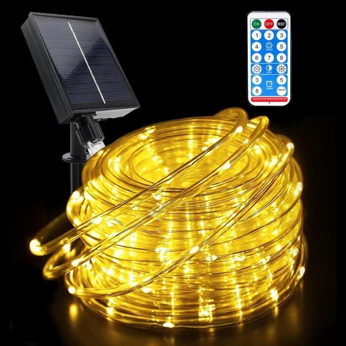 Guirlande Tube Lumineuse Solaire, Étanche Guirlande Lumineuse 22 Mètre 8 Modes 200 Led Solaire ...