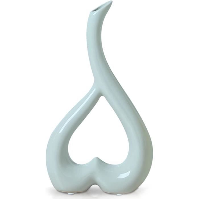 Vase En Céramique Bleu - Vase En Forme De Cœur - Décoration De Salon ...