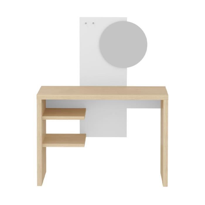 Coiffeuse HUGO TEMAHOME blanc et chêne clair Chêne Clair - Cdiscount Maison