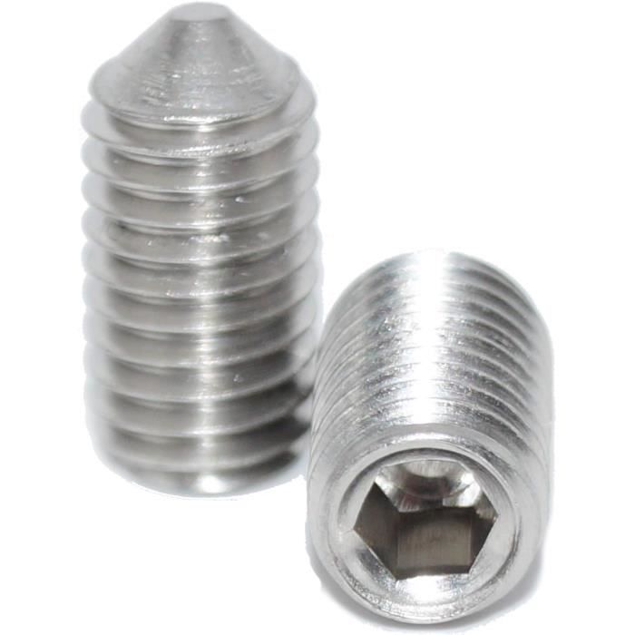 Vis Sans Tête M6X18 Avec Six Pans Creux Et Pointe - 40 Vis Sans Tête Iso 4027 A2 En Acier ...