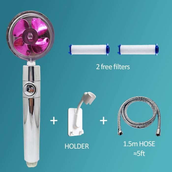 POMMEAU DE DOUCHE,Set A Purple--Pomme de douche Turbo Power, rotation à 360 degrés, hélice ...