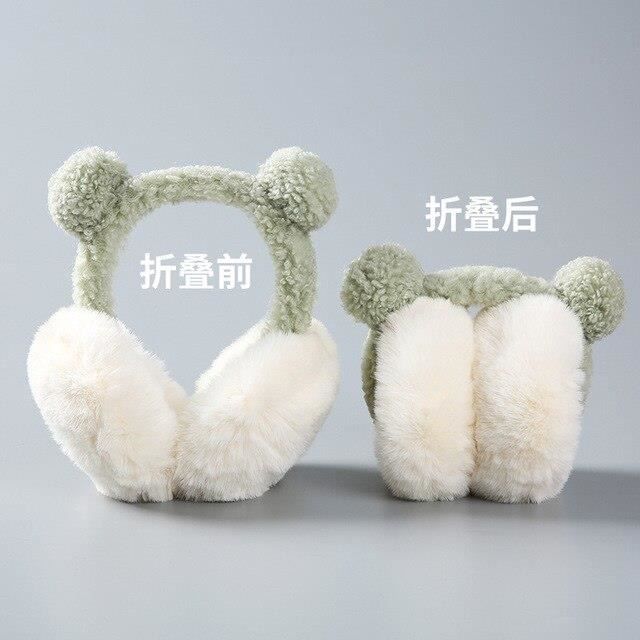 CACHE OREILLE,ball green--Protège oreilles en forme de grenouille pour femme, serre tête en ...