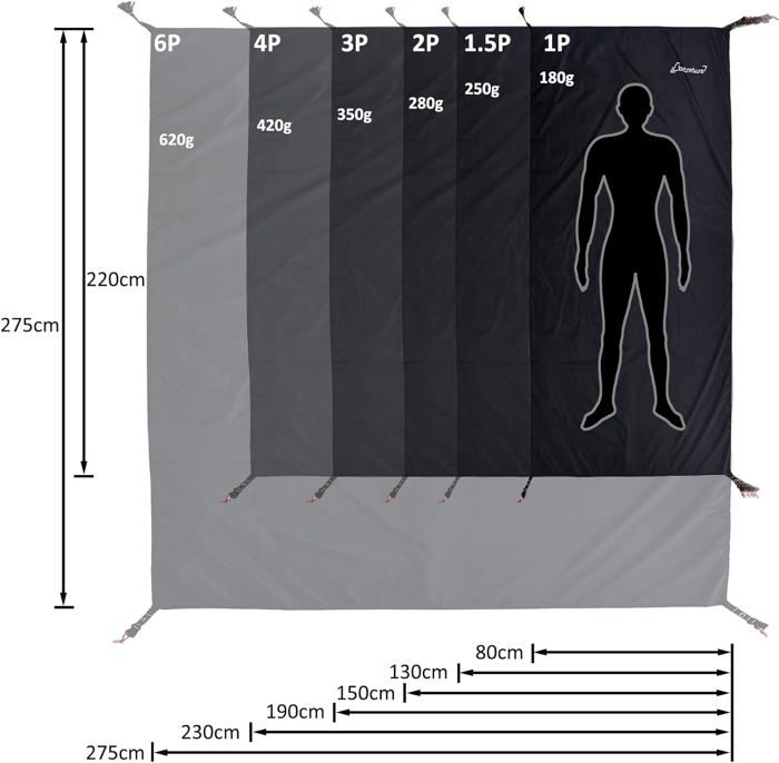 Bâche de Tente Tapis de Tente Imperméable, Tapis de Sol de Tente pour 1 ...