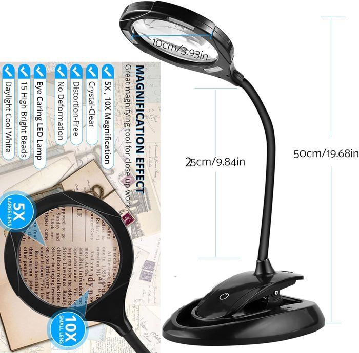 2 En 1 Lampe Loupe Led,Loupe De Table Grossissement,Lampe Loupe Avec ...