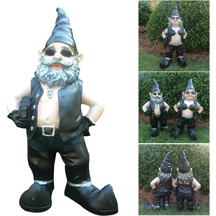 Motard Jardin Gnome Statue,Résine Moto Nain De Jardin Art Figurine ...