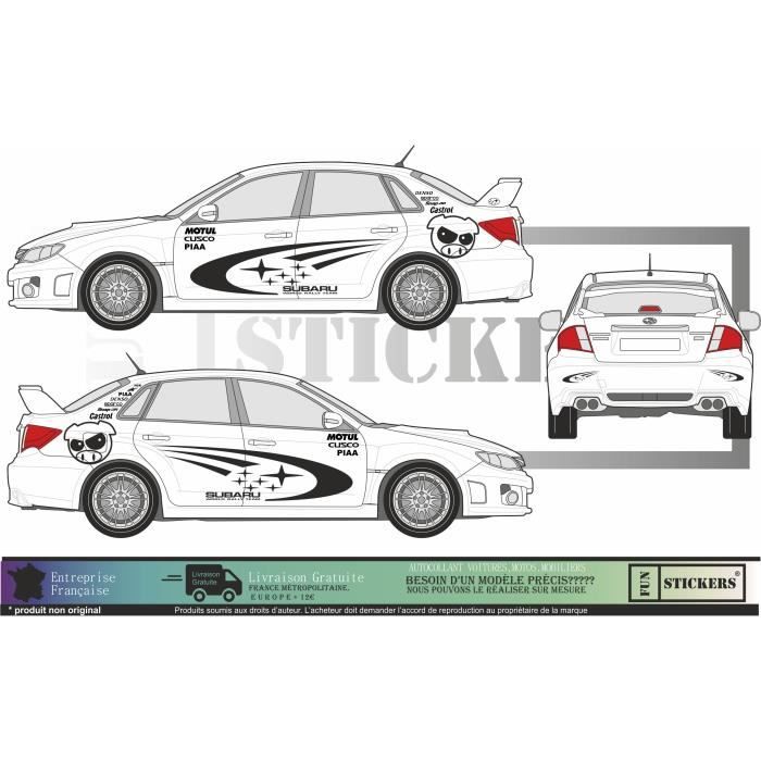 Stickers - Subaru - Impreza WRC - Kit Complet - Noir - Autocollants ...