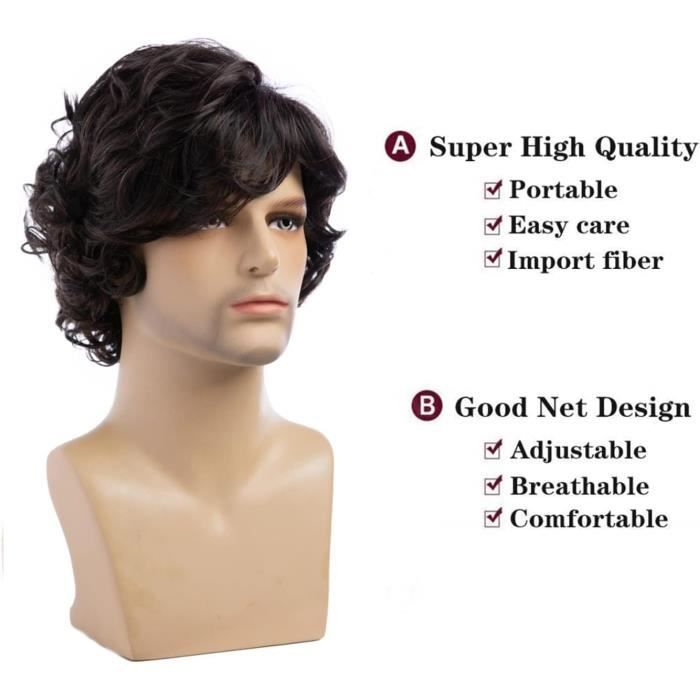 Perruques Courtes Pour Hommes Bruns Frisés Perruques Courtes Naturelles ...