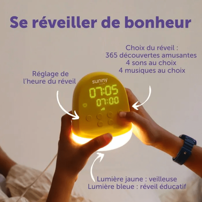 Réveil enfant - MORPHÉE - SUNNY - 365 découvertes audio - Veilleuse ...