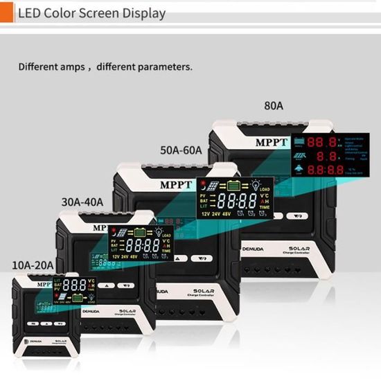 Contrôleur de charge MPPT pour panneaux solaires, écran LCD, double sortie USB, 20A, 12V, 24V ...