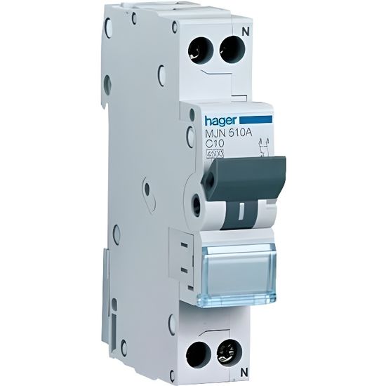 HAGER HAGER HAGER MJN516A - AUTOMATIQUE DISJONCTEUR 1P + N 16A C 4.5KA 1M HAGER MJN516A ...