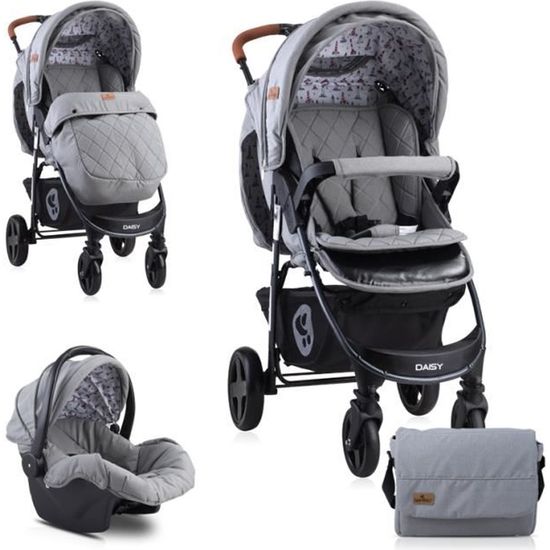 LORELLI Daisy - Poussette combinée 2en1 avec siège auto - Jusqu'à 15kg - Pliable - Gris ...