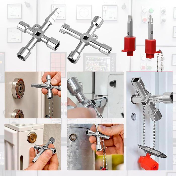 2 Pièces 4 Voies Clé Universelle, Clef Triangle, Clés Carrées, Clé en ...