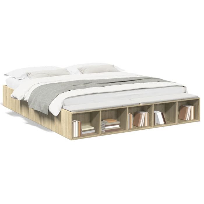 Lit Double Contemporain | Cadre de lit |sans matelas| chêne sonoma ...