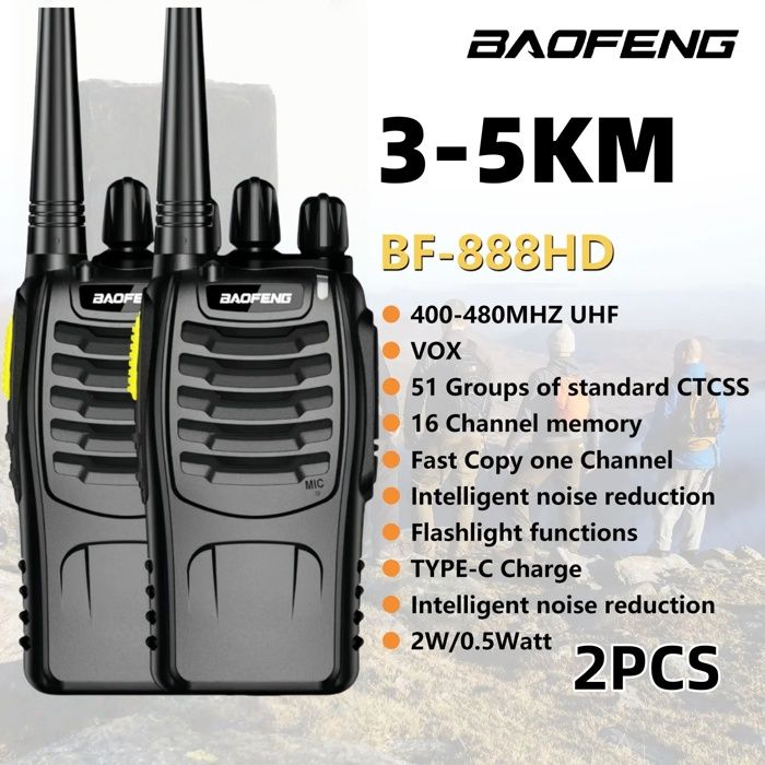 Walkie-talkie BF-888HD UHF400-470MHz, 16 canaux, longue Distance, haute ...