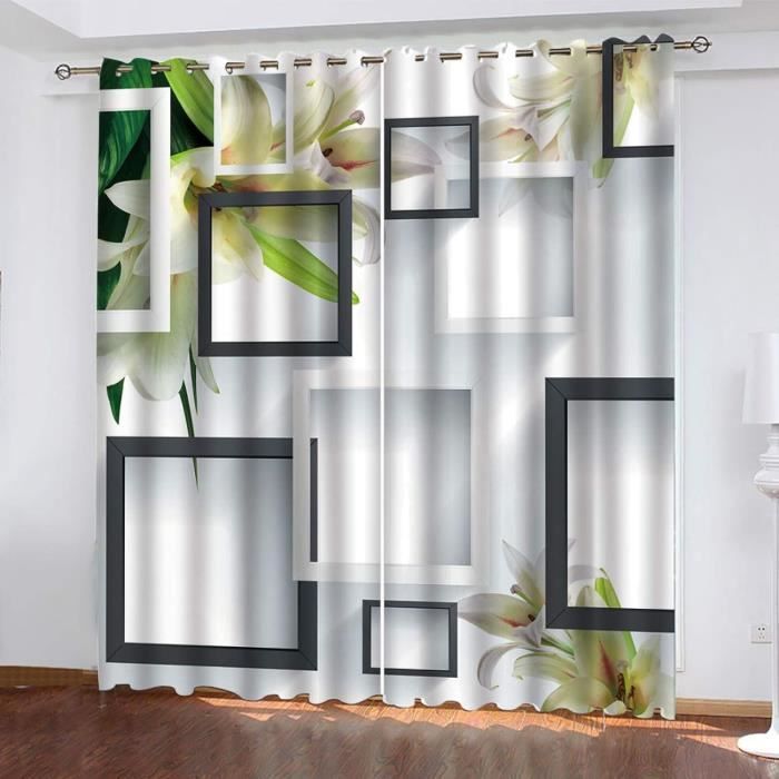 Rideau Occultant Thermiques 3D Cube Fleur De Lys Motif L 140 X H 160 Cm ...