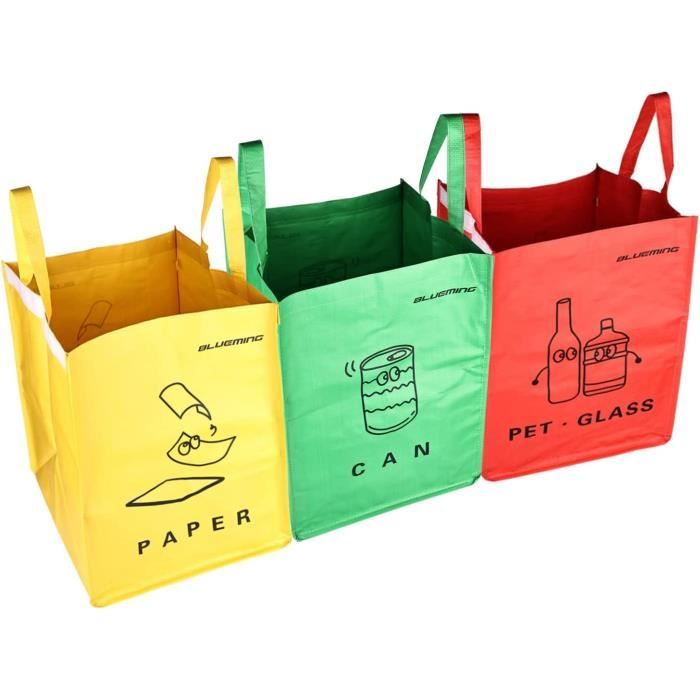 3Pièces Système Tri Déchets Sac: Avec Poignée Système Tri Et Recyclage Déchets Conteneur Camping ...